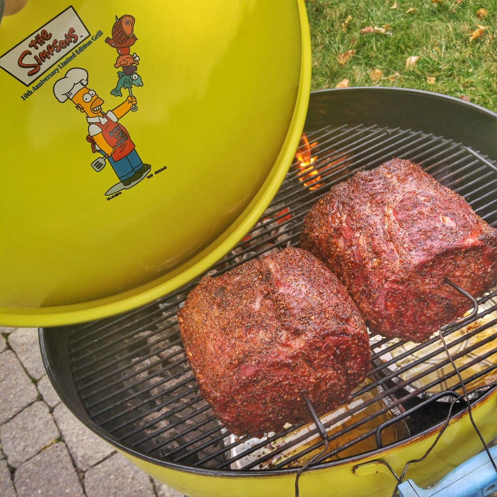 Here we go! Dual Rib Roasts On the Vintage @webergrills Simpson’s ...